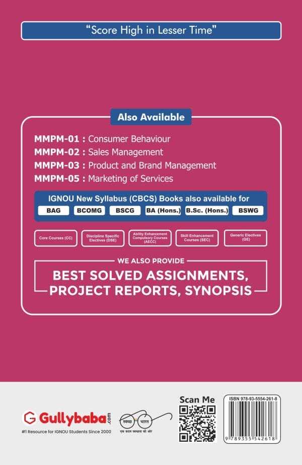 IGNOU MMPM-01 - Consumer Behaviour, Latest Help Book Edition